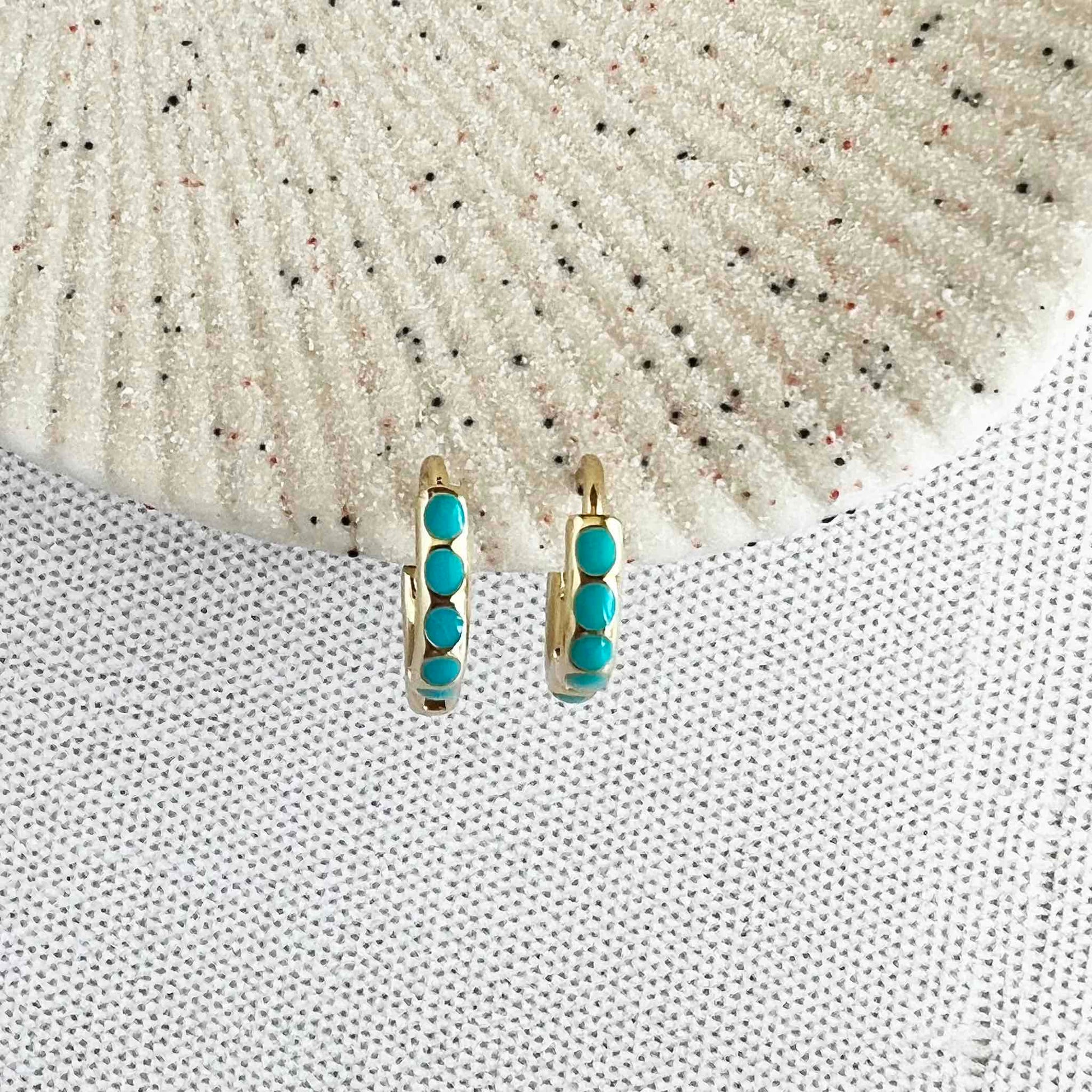 Turquoise Huggie Hoops – Hayden B. Jewelry